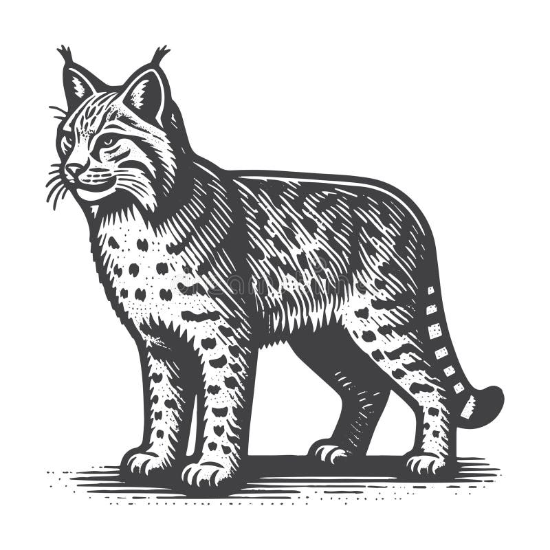 Bobcat Side View Vintage Retro Vector Icon Illustration Logo Design ...