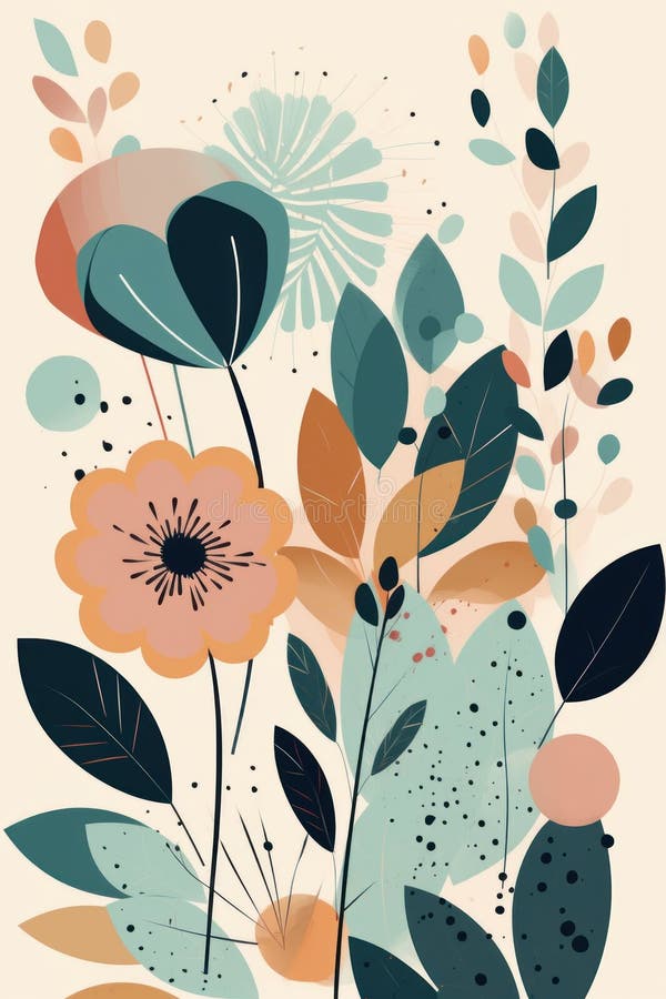 Simple Boho Flower Vector Art Work Generative AI Stock Illustration ...