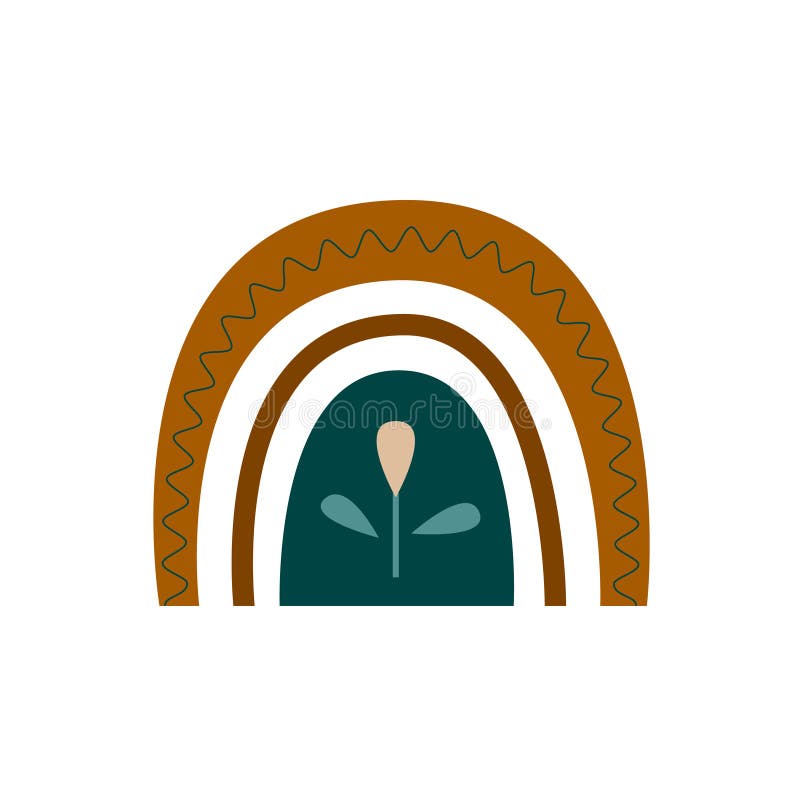 Simple Boho Rainbow Poster, Icon. Green, Orange Brown Color Stock ...