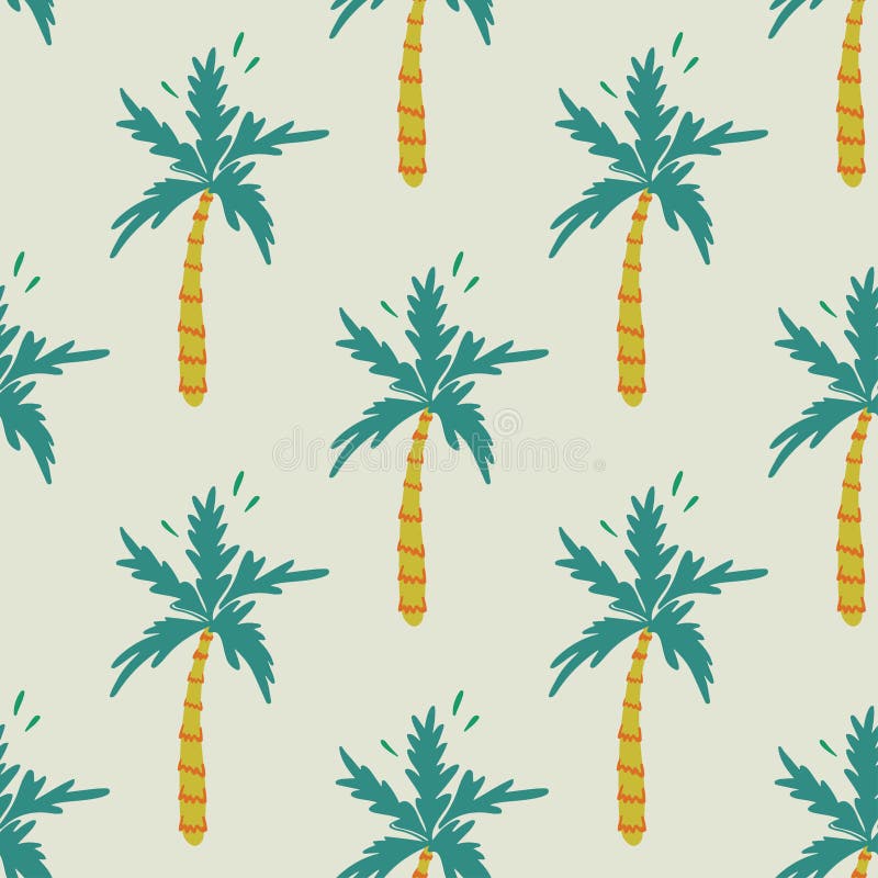 Simple Boho Vector Seamless Pattern with Palm Tree Stock Vector ...