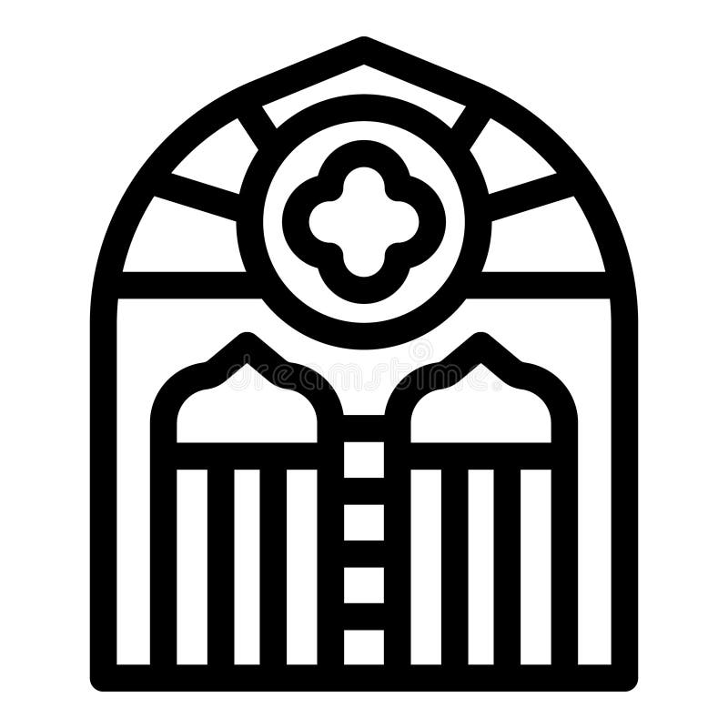 Arched Church Window with Stained Glass and Columns Icon Stock ...