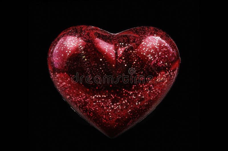 A Simple and Bold Illustration of a Shiny Red Heart Against a Dark ...