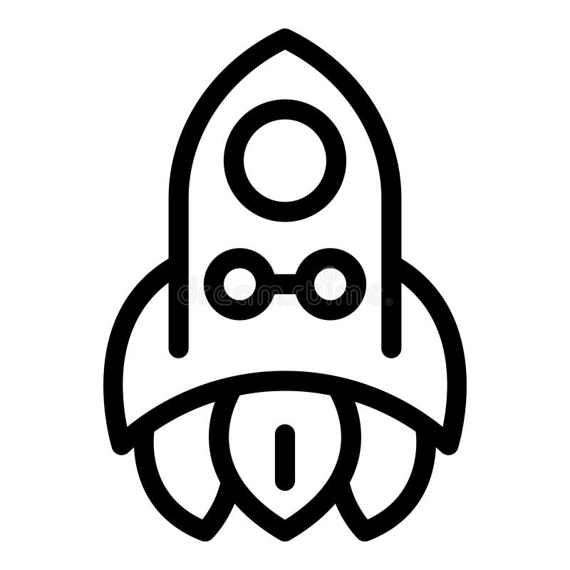 Simple Bold Lineart Icon of Rocket Launching Upwards Stock Illustration ...