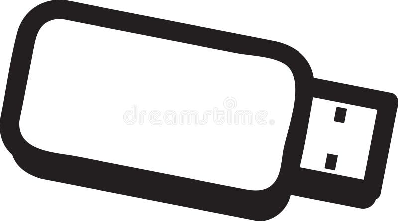 Simple, Bold Usb Flash Drive Icon in Black and White, Symbolizing Data ...