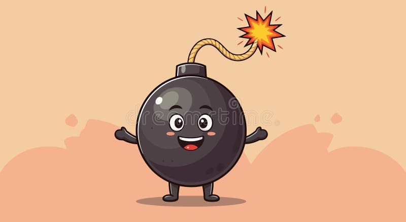 A simple bomb cartoon. stock illustration. Illustration of eyes - 361419393