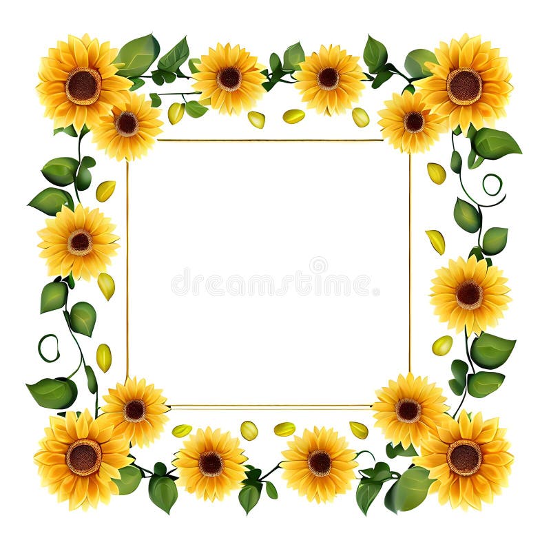 Simple Border Design with Beautiful Sunflower Illustration Ai Generated ...