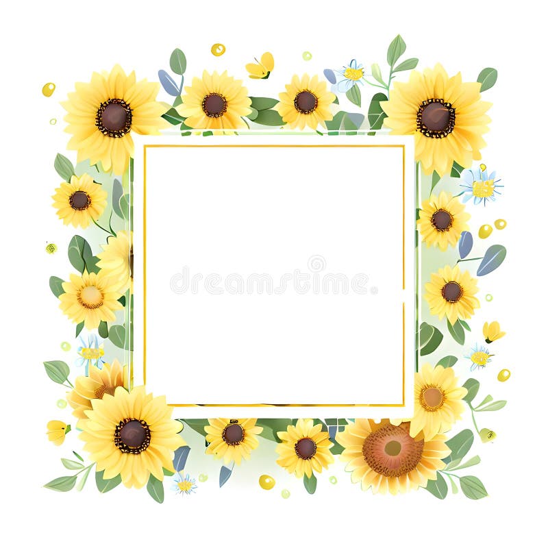 Simple Border Design with Beautiful Sunflower Illustration Ai Generated ...