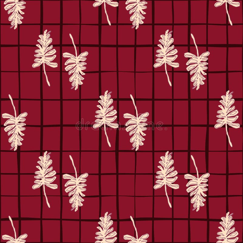 Simple Botanic Branch Light Silhouettes Seamless Pattern. Maroon Bright ...