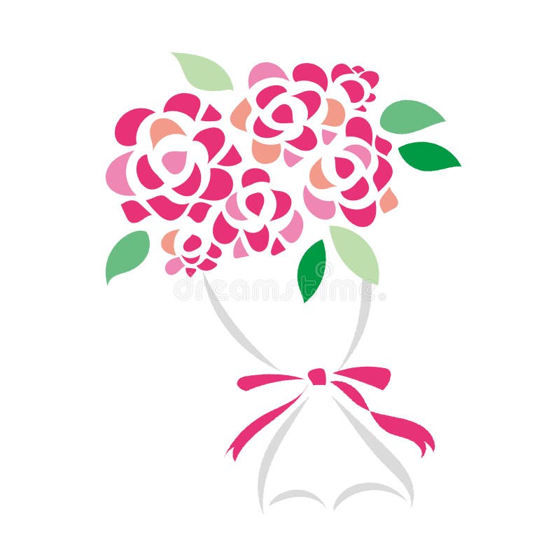 A Simple Bouquet of Pink Roses Stock Vector - Illustration of plant ...