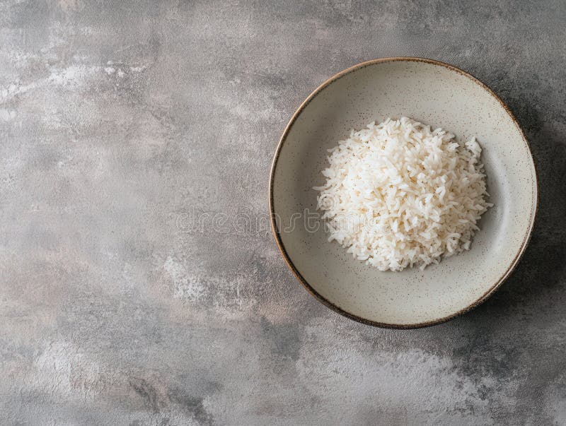 A Bowl of Freshly Cooked White Rice on a Textured Surface Stock ...
