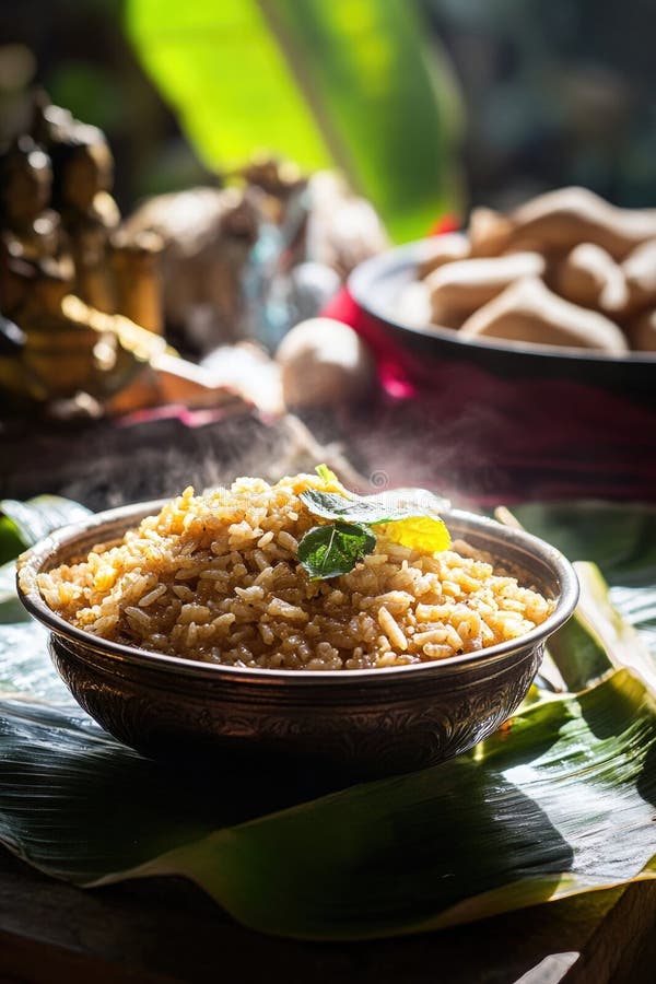 A Simple Bowl of Rice Sitting on a Table, Ready for Serving Stock Image ...