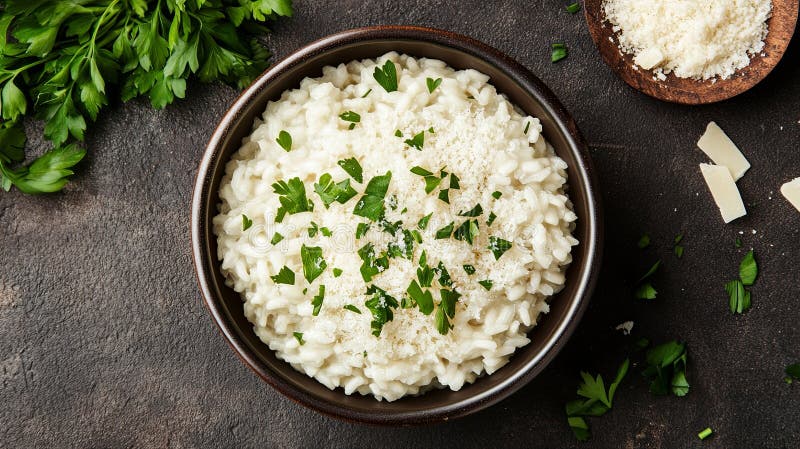 A Simple Bowl of Risotto with a Sprinkle of Parmesan and Fresh Parsley ...