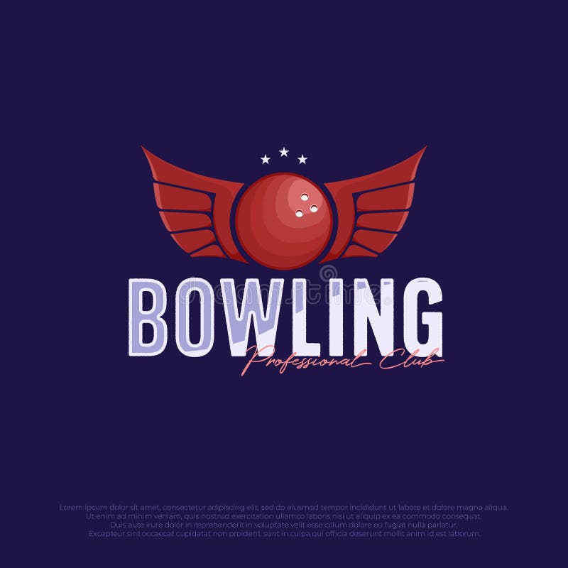 Simple Bowling Logo with Red Wings. Bowling Ball Graphic Design Element ...