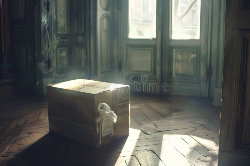 A Simple Box Sitting on the Floor in an Empty Room Stock Image - Image ...