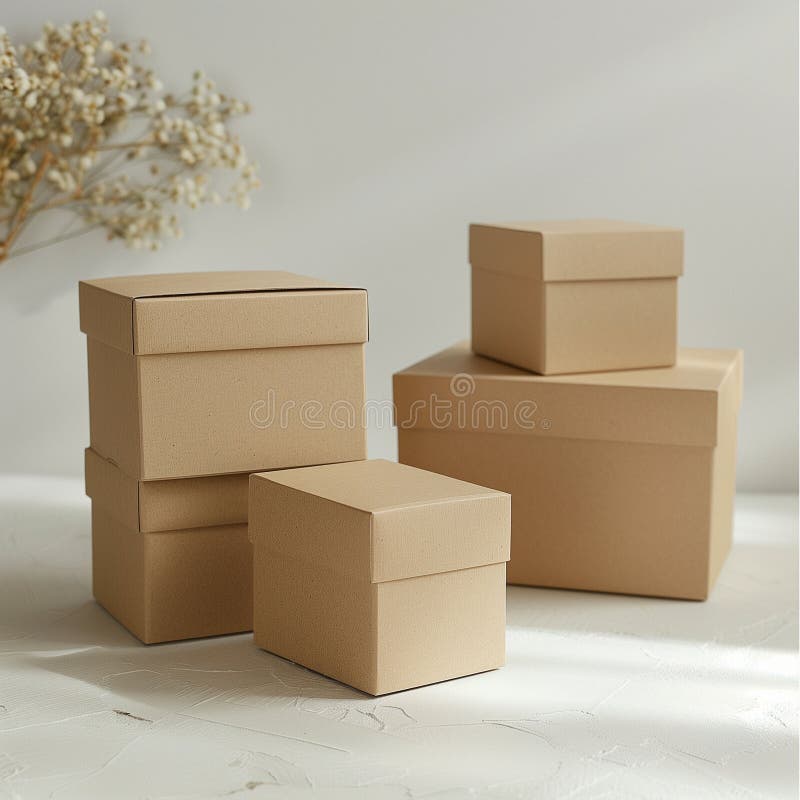 Simple Boxes on a Neutral Background. Shopping, Sales Stock Image ...