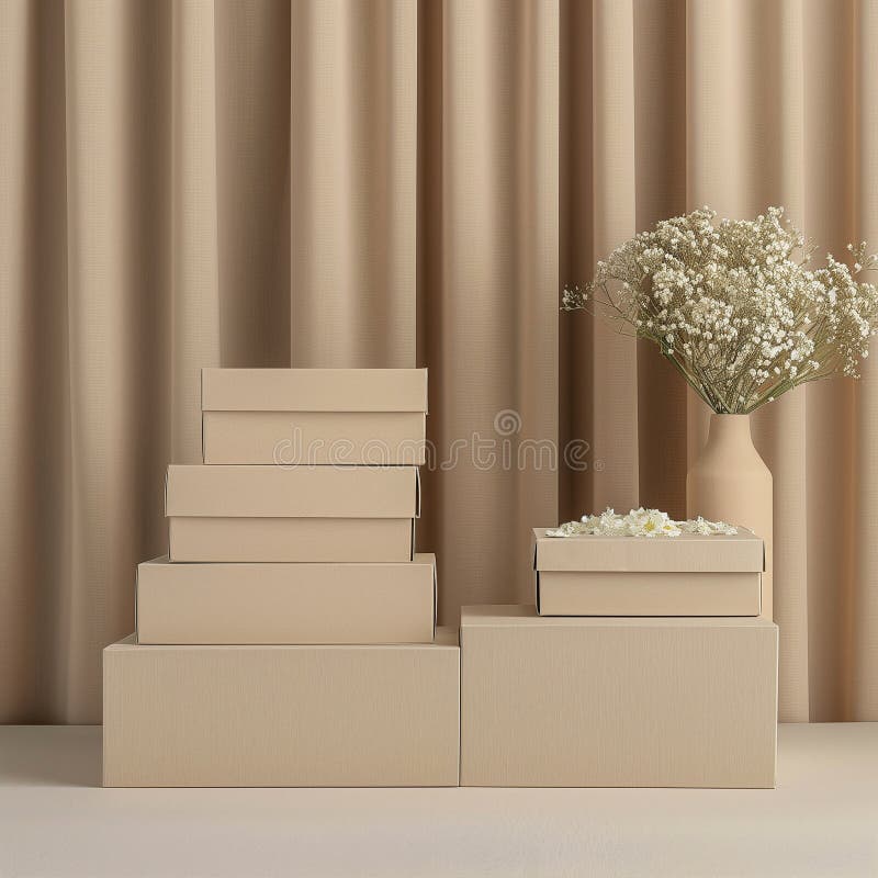 Simple Boxes on a Neutral Background. Shopping, Sales Stock Image ...