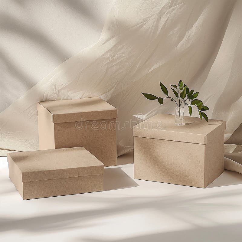 Simple Boxes on a Neutral Background. Shopping, Sales Stock Photo ...