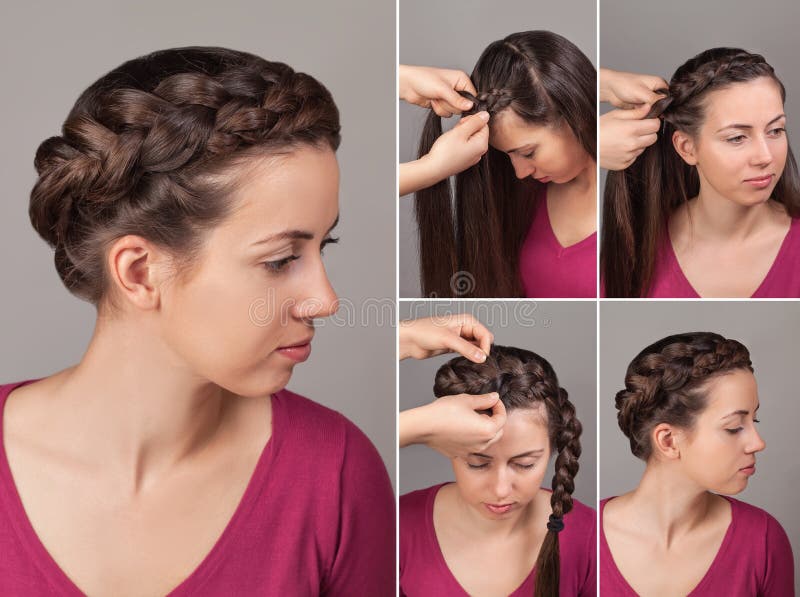 Simple Braid Hairstyle Tutorial Stock Image - Image of pretty, hairdo ...