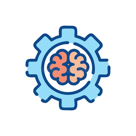 Simple Brain Gear Icon for Educational Use Stock Illustration ...