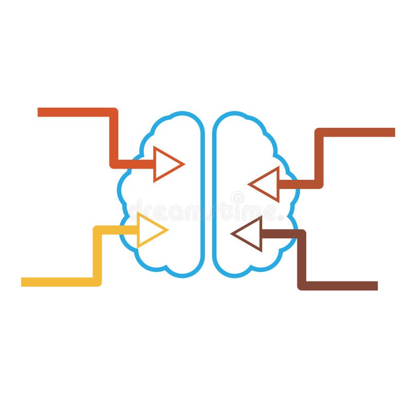 Simple Brain Icon with Arrows Stock Illustration - Illustration of ...