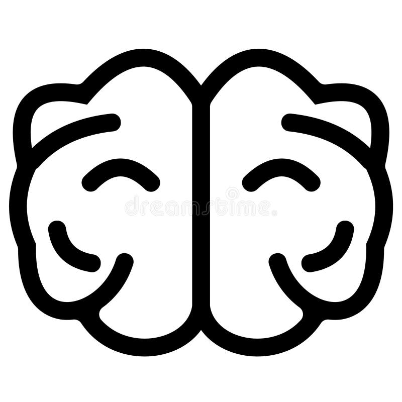 Simple Brain Icon Design. Geometric Line Drawing Style. Black and White ...