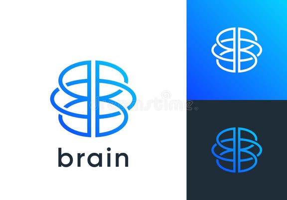 Simple Brain Logo Design. Smart Brain Innovation Technology Vector ...