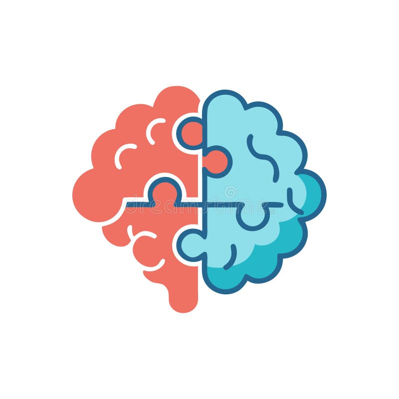 Simple Brain Puzzle Icon for Educational Use Stock Illustration ...