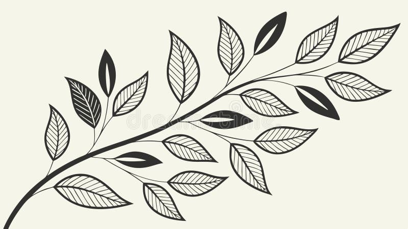 Simple Branch with Leaves Nature Decoration Element, Vector Design ...