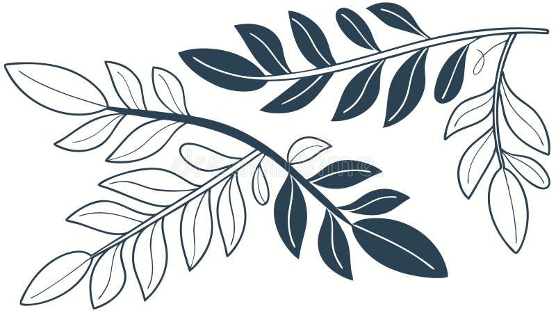 Simple Branch with Leaves, Nature Foliage Vector Graphic, Vector Design ...