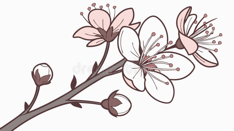 Simple Branch with Pink Blossoms Springtime Nature Illustration Vector ...