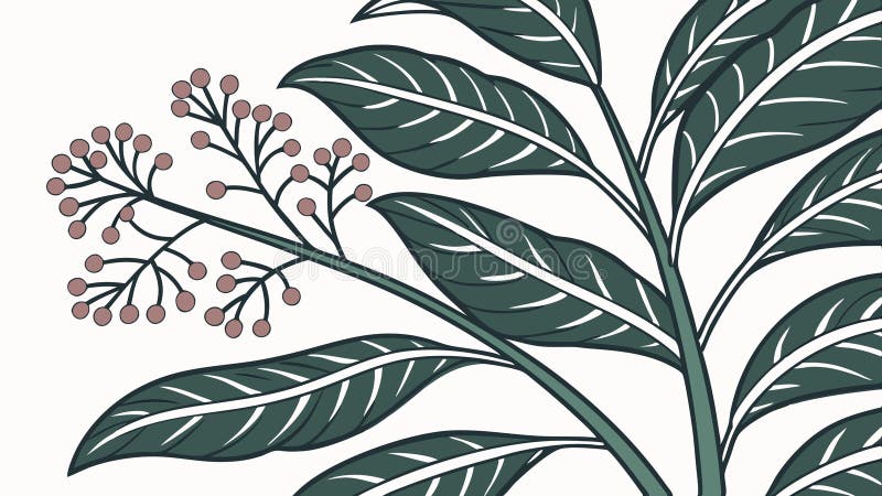 Simple Branch with Stylized Leaves Illustration Vector Botanical Decor ...