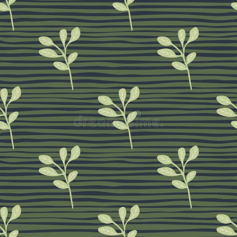 Simple Branches with Leaves Seamless Pattern. Organic Endless ...