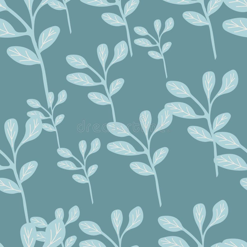 Simple Branches with Leaves Seamless Pattern. Organic Endless ...