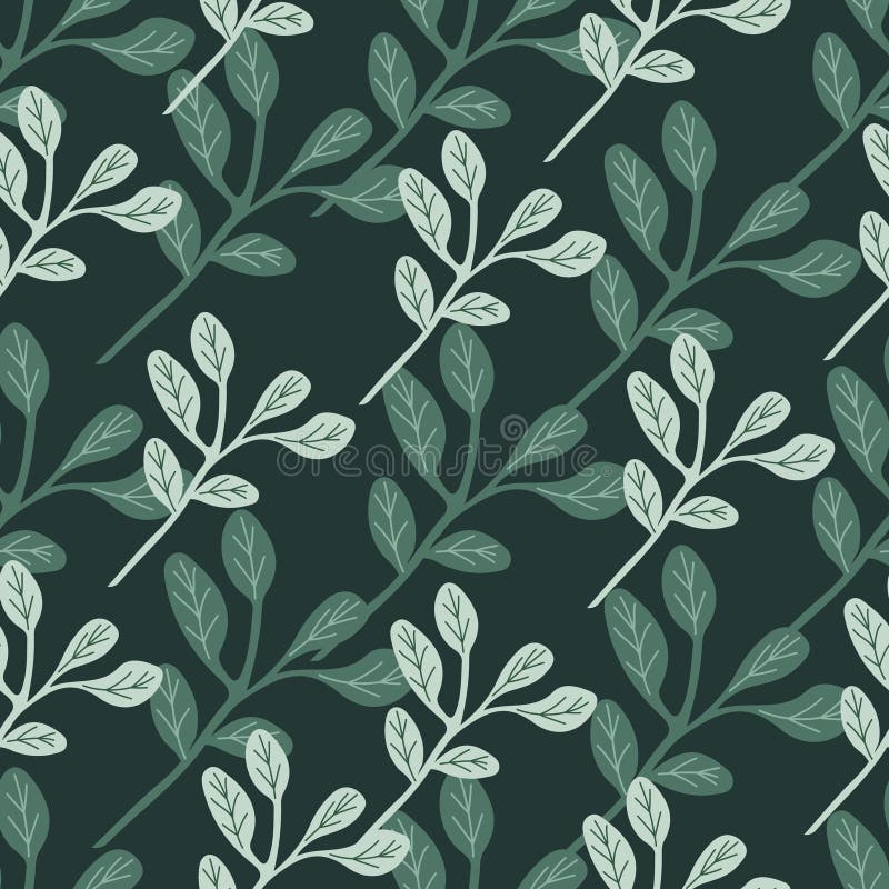 Simple Branches with Leaves Seamless Pattern. Organic Endless ...