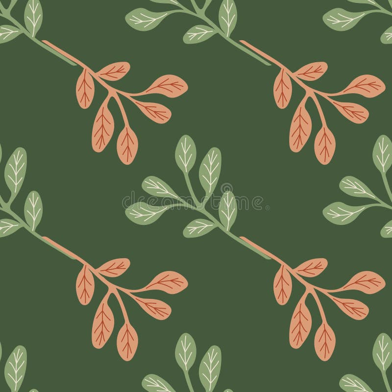 Simple Branches with Leaves Seamless Pattern. Organic Endless ...