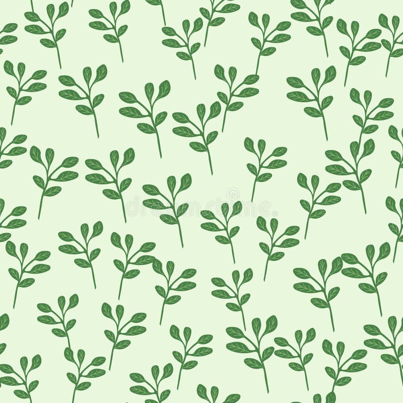 Simple Branches with Leaves Seamless Pattern. Organic Endless ...