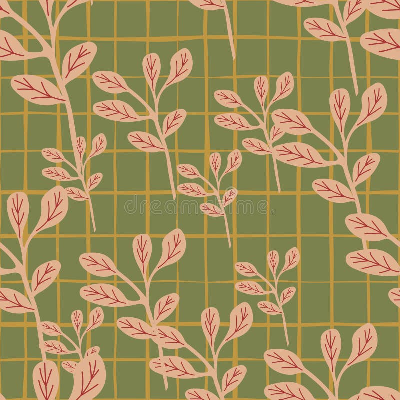 Simple Branches with Leaves Seamless Pattern. Organic Endless ...