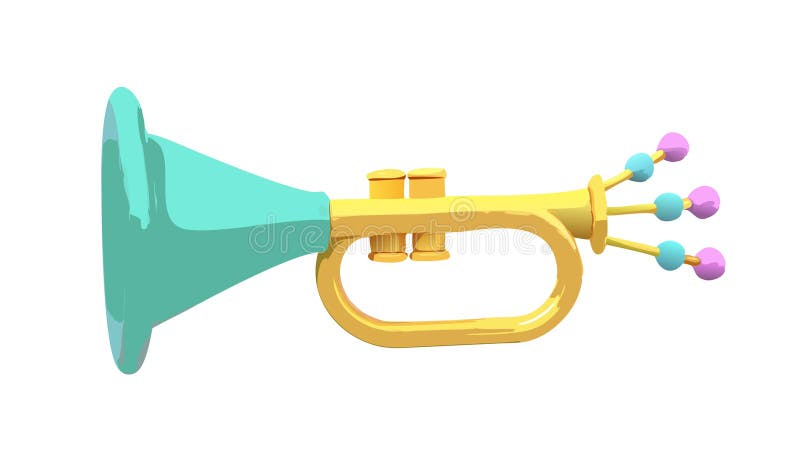 Simple Brass Horn Musical Instrument, Wind Instrument, Vector Design ...