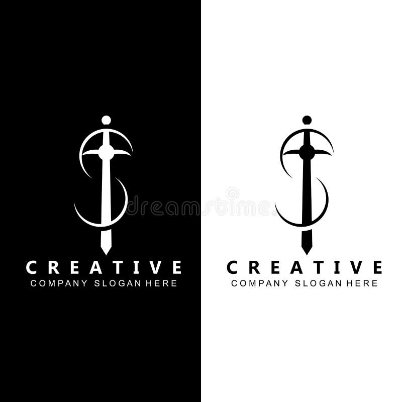 Simple Brave Sword Vector Logo Stock Vector - Illustration of black ...