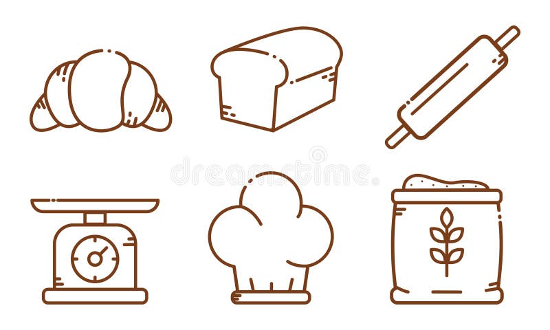 Simple Bread Icon Set. Vector Stock Vector - Illustration of gear ...