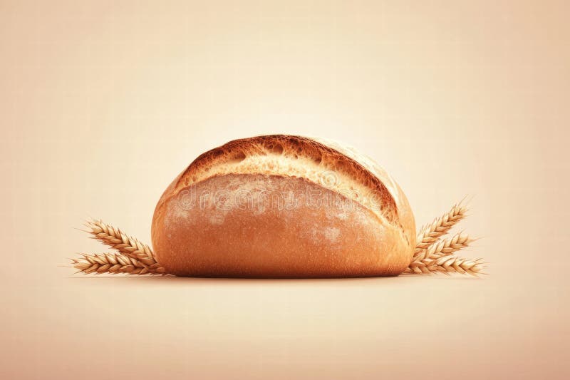 Minimalist Bread Loaf Resting with Wheat Grains in a Neutral Setting ...