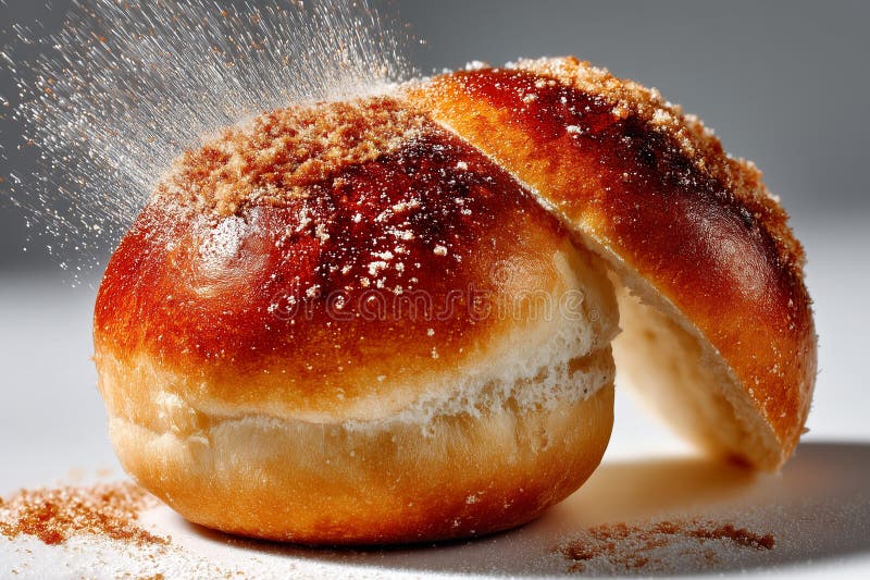 Simple Bread Roll with Sugar Sprinkle Displayed in Minimalist Style ...