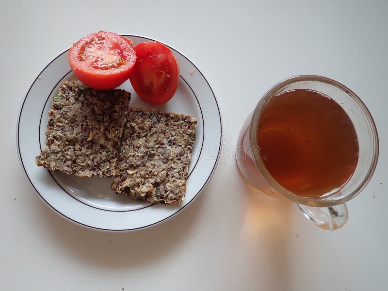 Simple Breakfast Based on Wholegrain Bread Stock Photo - Image of meal ...