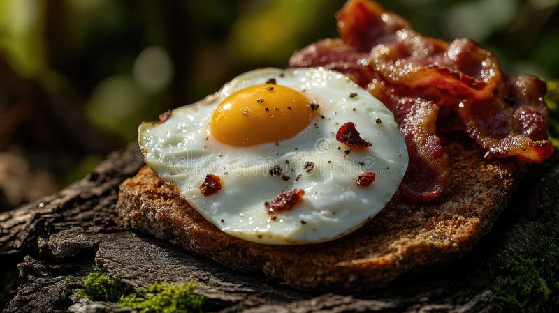 A Simple Breakfast Plate with Crispy Bacon, Scrambled Eggs, and Toasted ...