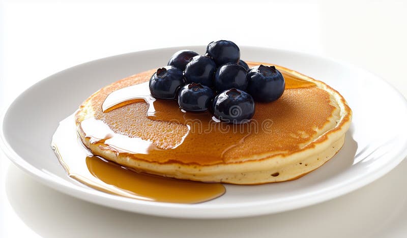Simple Breakfast Scene with a Single Pancake Topped with Blueberries ...