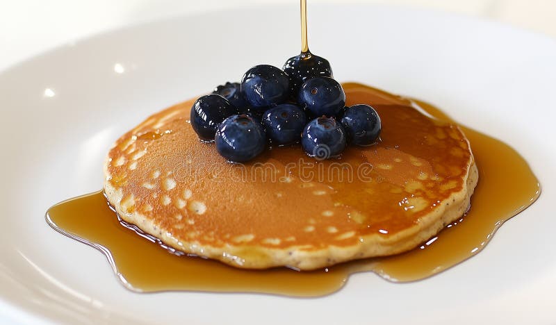 Simple Breakfast Scene with a Single Pancake Topped with Blueberries ...