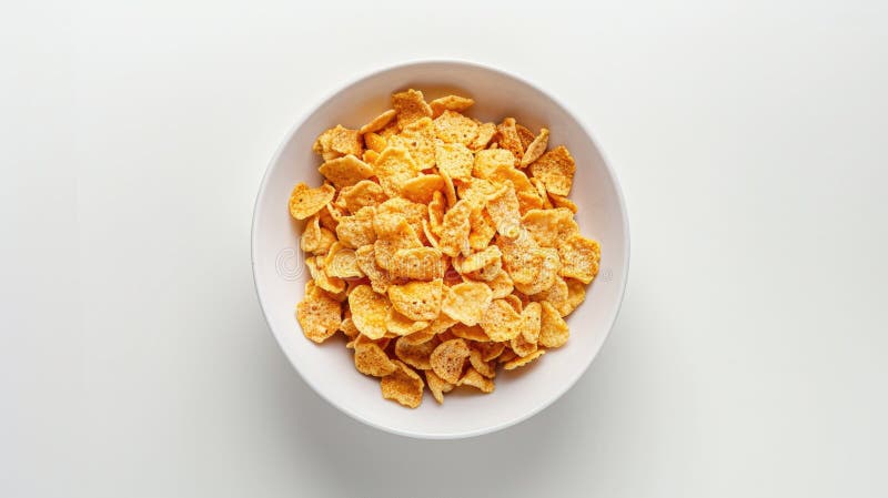 A Simple Breakfast Setup with a Bowl of Corn Flakes on a White Table ...
