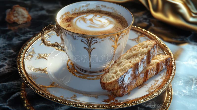 A Simple Breakfast Setup with a Cup of Coffee and a Slice of Bread on a ...