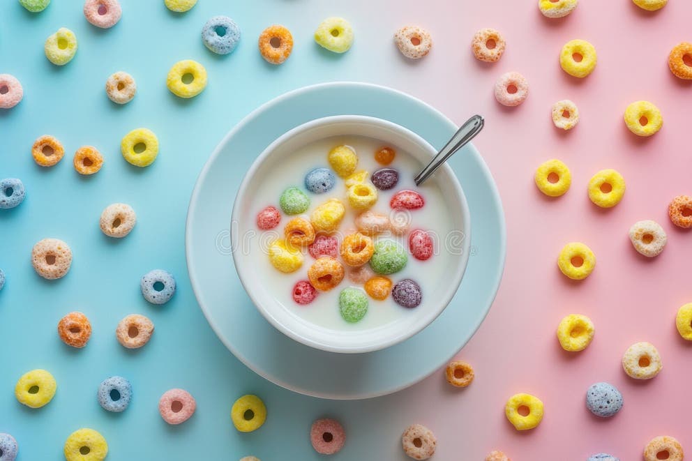 A Simple Breakfast Setup Featuring a Bowl of Cereal with a Spoon for ...