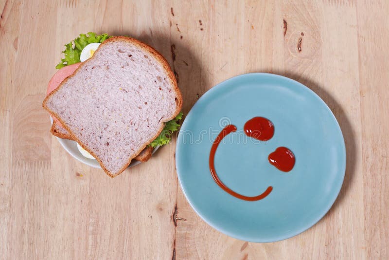 Simple Breakfast with Smile Face on Dish Stock Photo - Image of smiley ...